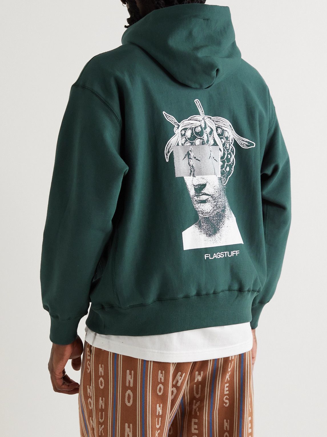 Flagstuff - Ed Davis Printed Cotton-Jersey Hoodie - Green Flagstuff