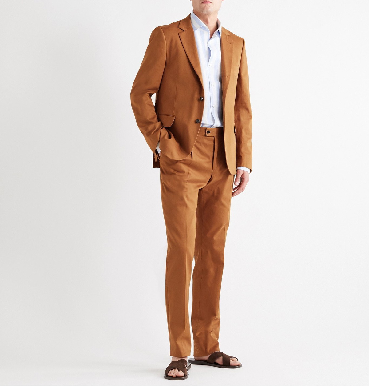 MP Massimo Piombo - Slim-Fit Pleated Stretch-Cotton Twill Suit Trousers ...