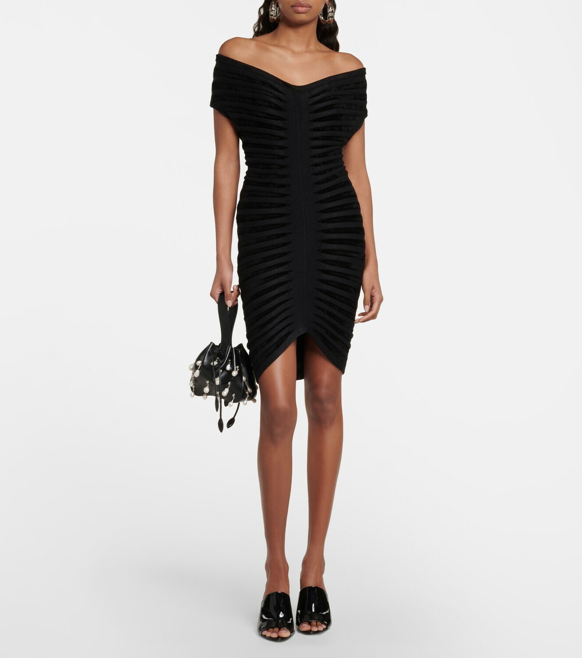 Alaïa Rose Marie embellished leather clutch ALAÏA