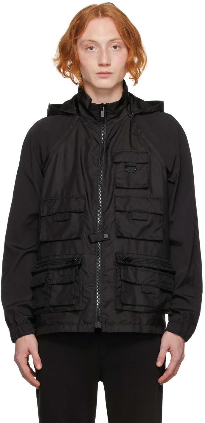 Hugo Black Hybrid Windbreaker Jacket Hugo Boss