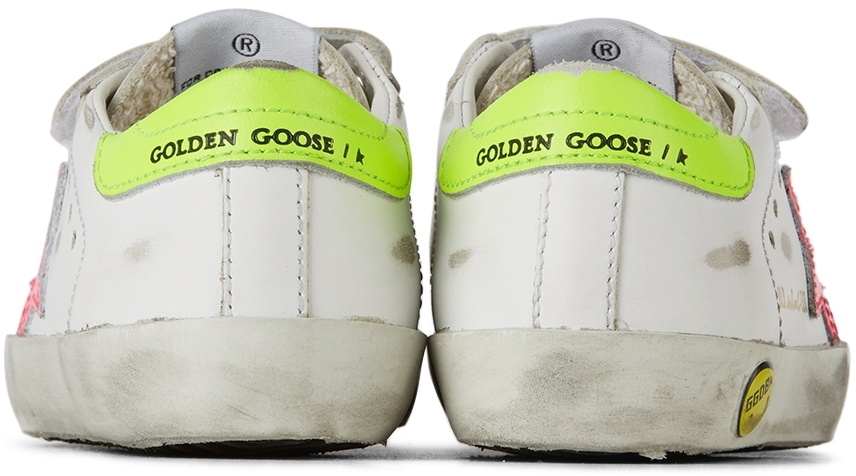 Golden Goose Baby White & Pink Old School Velcro Sneakers Golden Goose ...