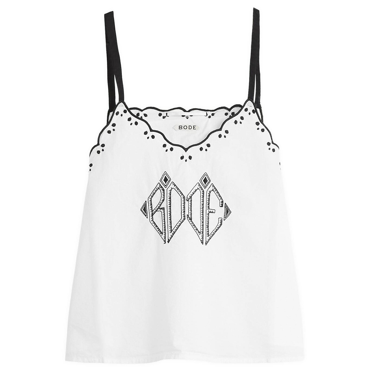 Bode Women's Diamond Monogram Tank Top in White Bode