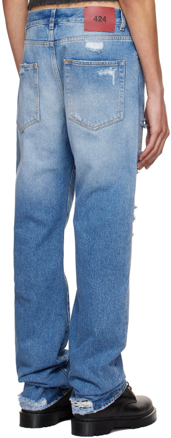 424 Blue Distressed Jeans 424