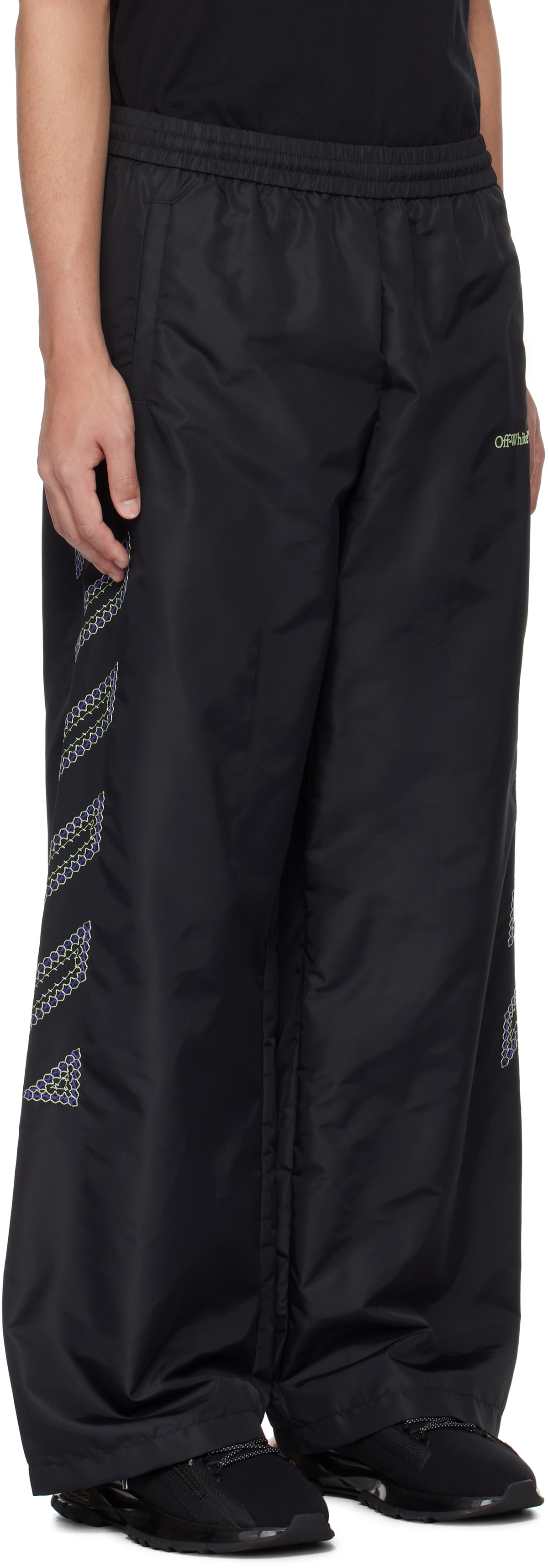 Off-White Black Diag Outl Nylon Faille Track Pants Off-White