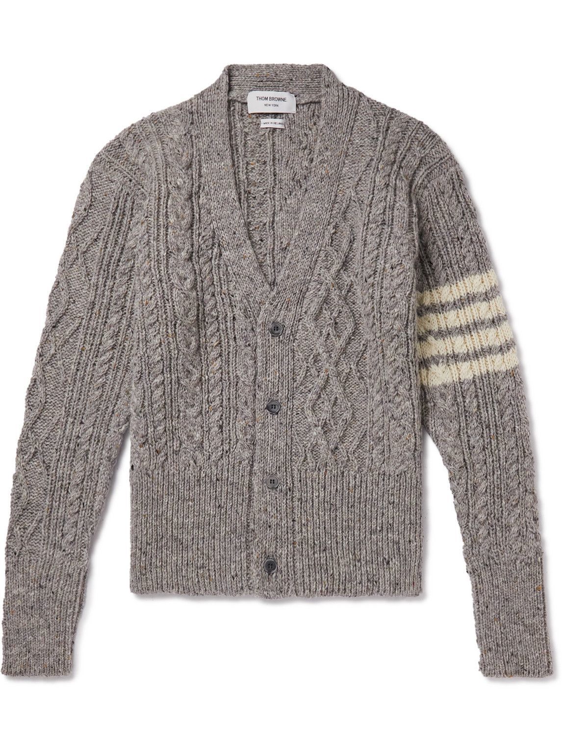 Thom Browne - Slim-Fit Cable-Knit Wool and Mohair-Blend Cardigan - Gray Thom Browne