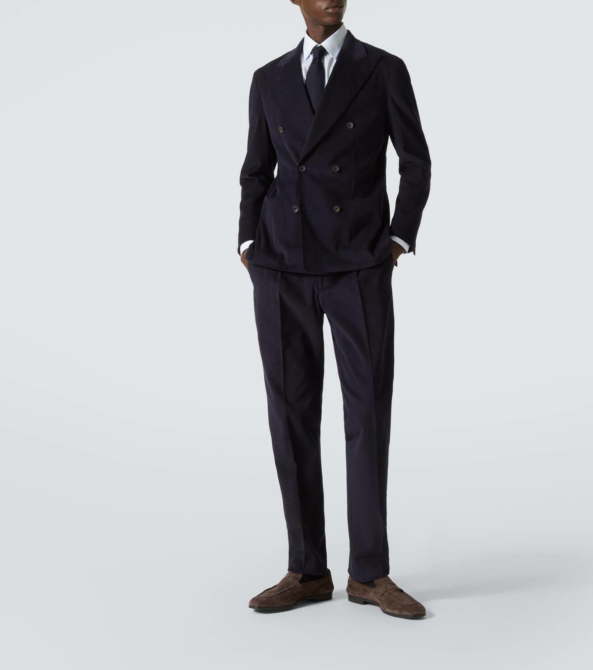 Thom Sweeney Double-breasted brushed cotton suit Thom Sweeney
