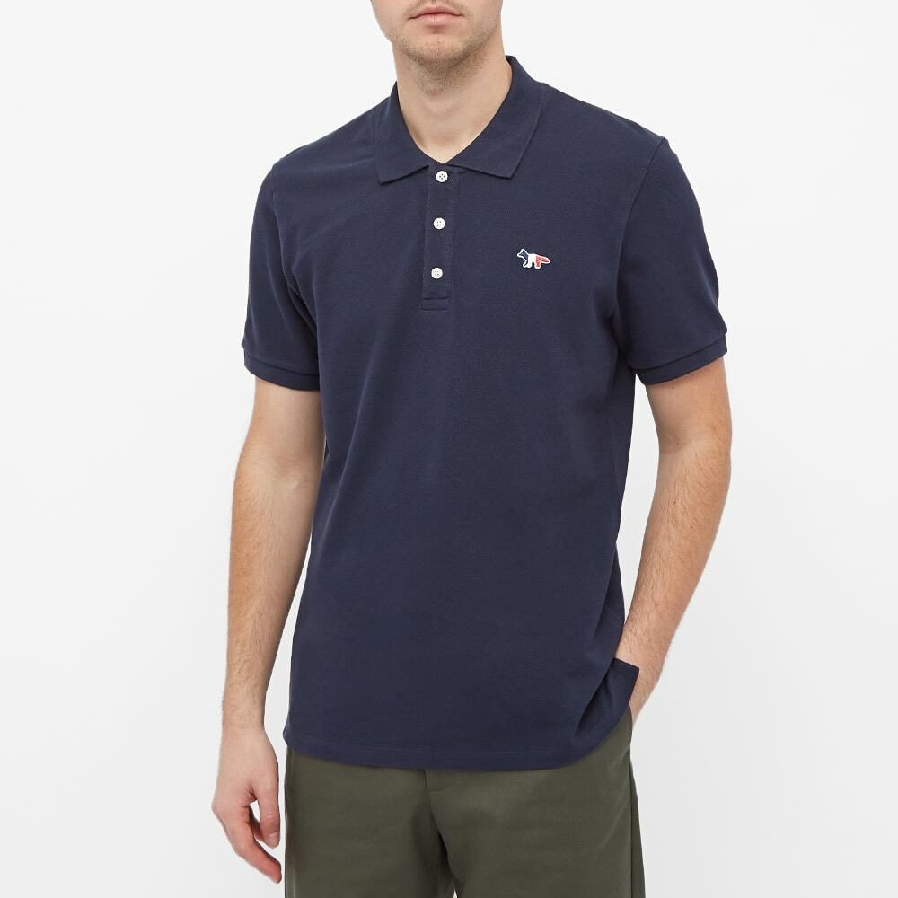 Maison Kitsuné Men's Tricolour Fox Polo Shirt in Navy Maison Kitsune