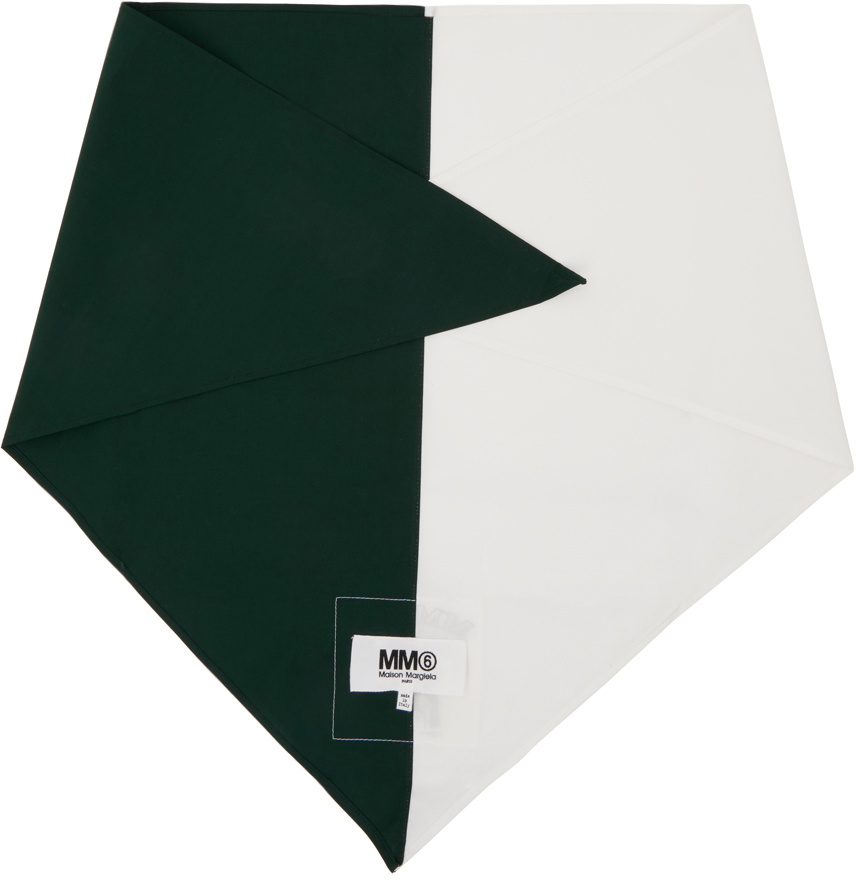 MM6 Maison Margiela Off-White & Green Contrast Foulard Scarf MM6 Maison ...