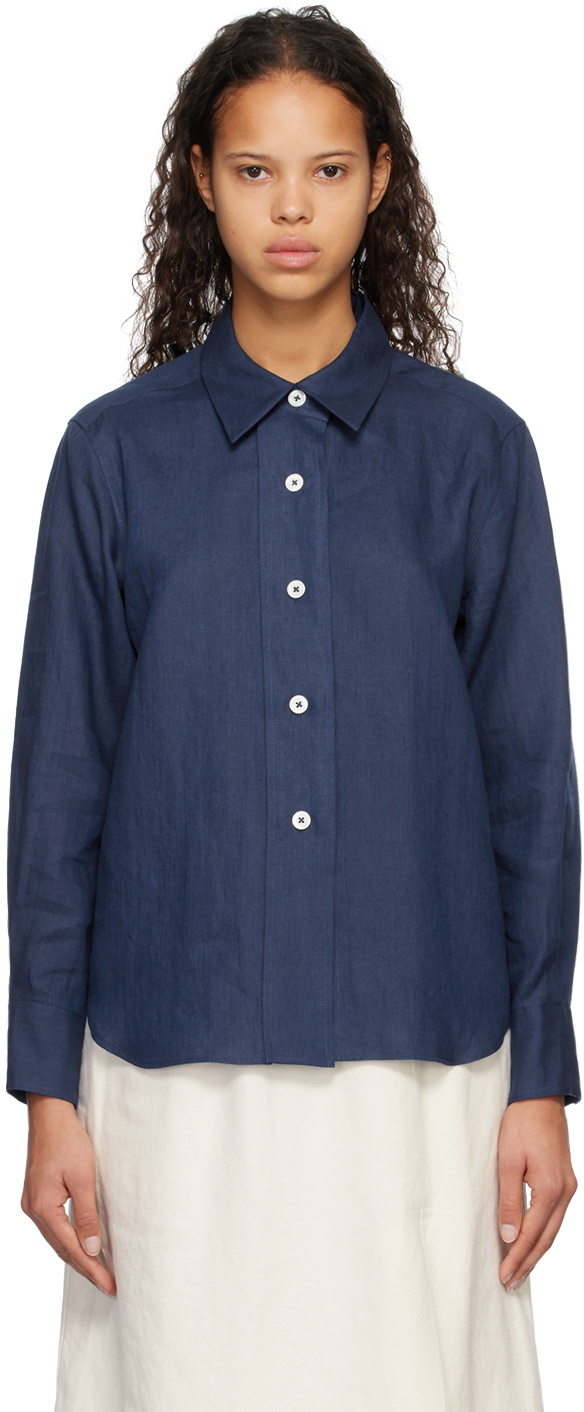Margaret Howell Blue Broad Placket Shirt Margaret Howell