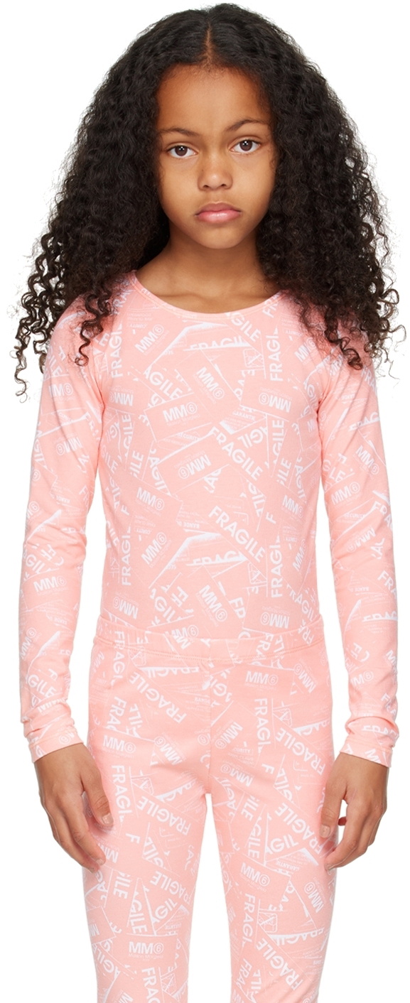 MM6 Maison Margiela Kids Pink Logo Bodysuit MM6 Maison Margiela