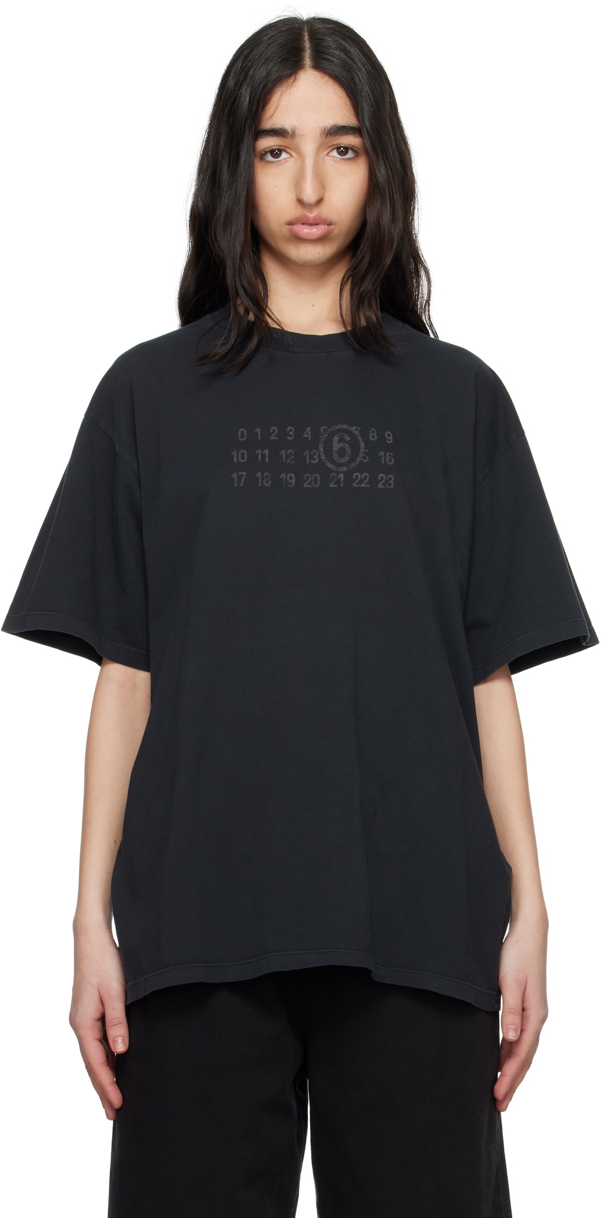 MM6 Maison Margiela Black Basic Jersey T-shirt MM6 Maison Margiela