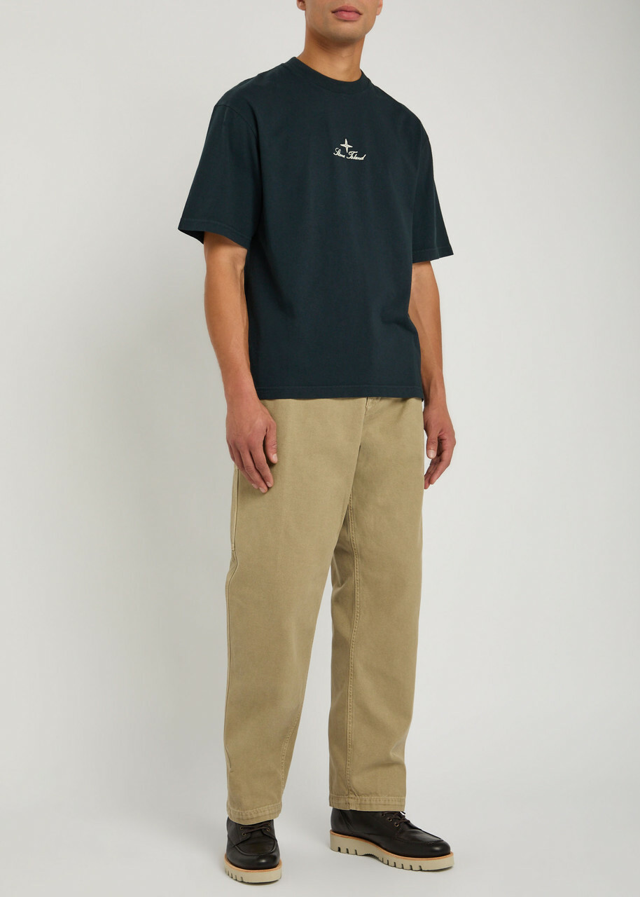 Stone Island Embroidered Cotton T-shirt Navy Stone Island