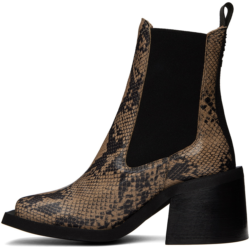 GANNI Brown Snake Chelsea Boots GANNI