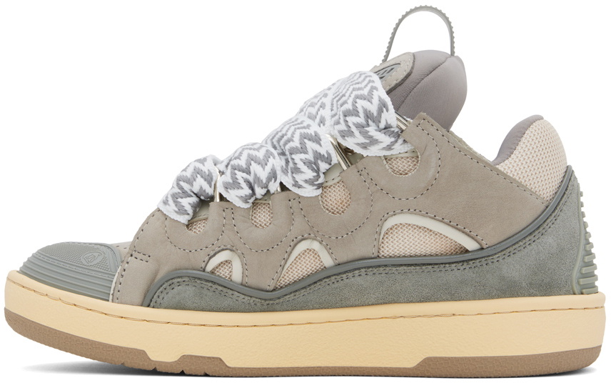 Lanvin Gray Leather Curb Sneakers Lanvin