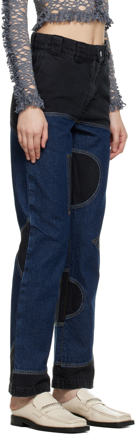 BARRAGÁN SSENSE Exclusive Blue & Black B-Bottom Panel Jeans BARRAGAN