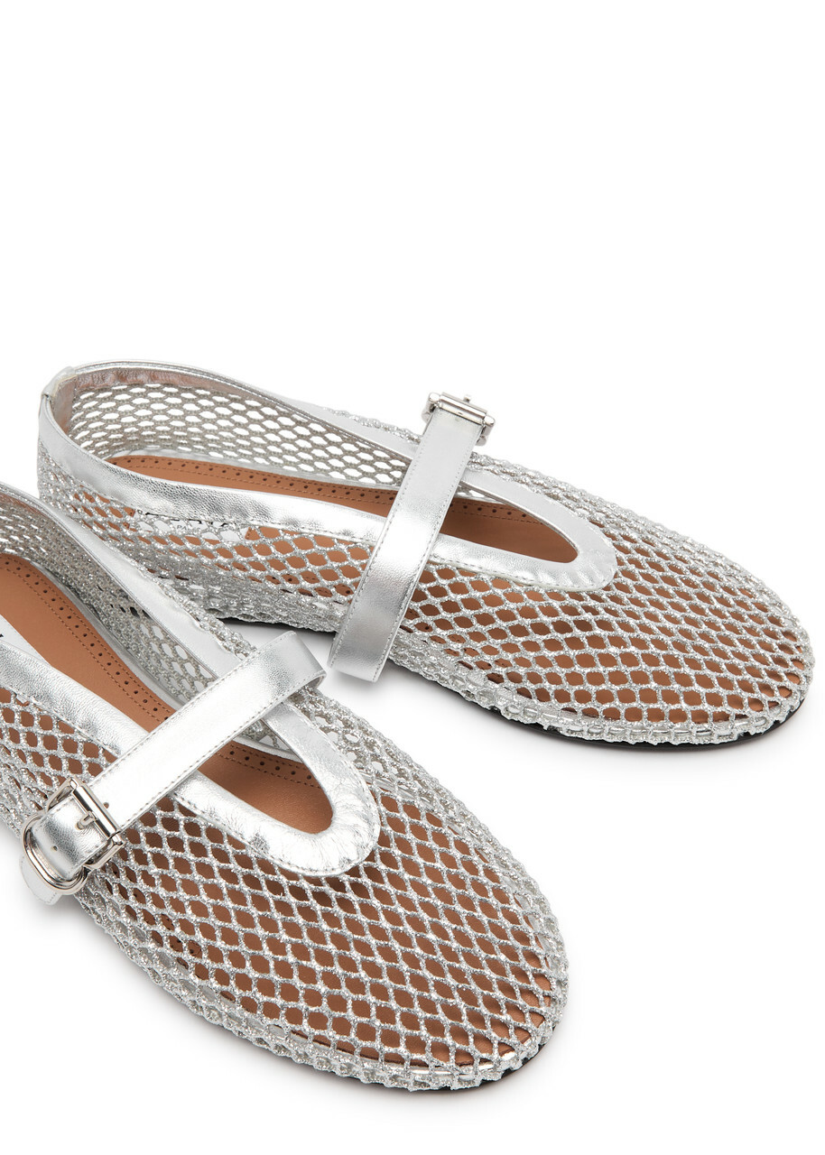Alaïa Metallic Mesh Ballet Flats Silver ALAÏA