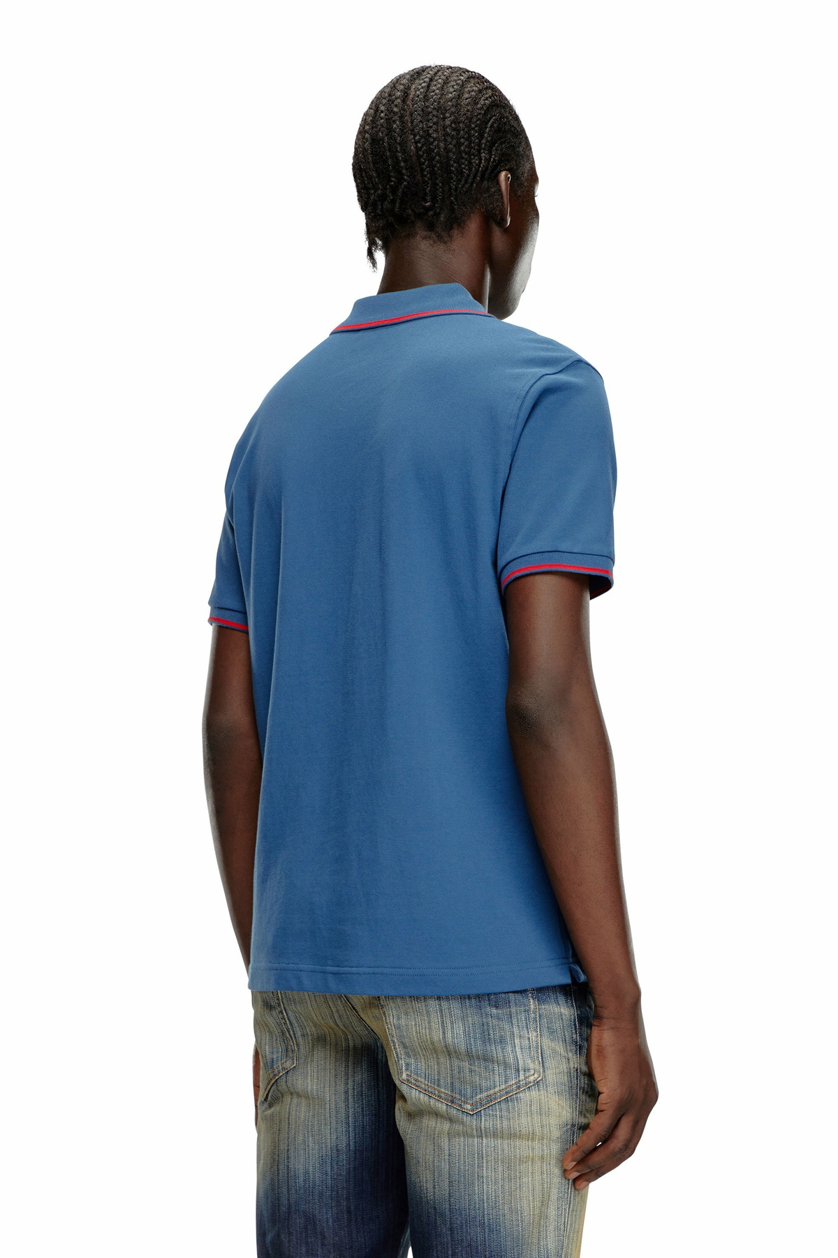 Diesel Polo shirt with micro Diesel embroidery - Polos Mens in Blue Diesel