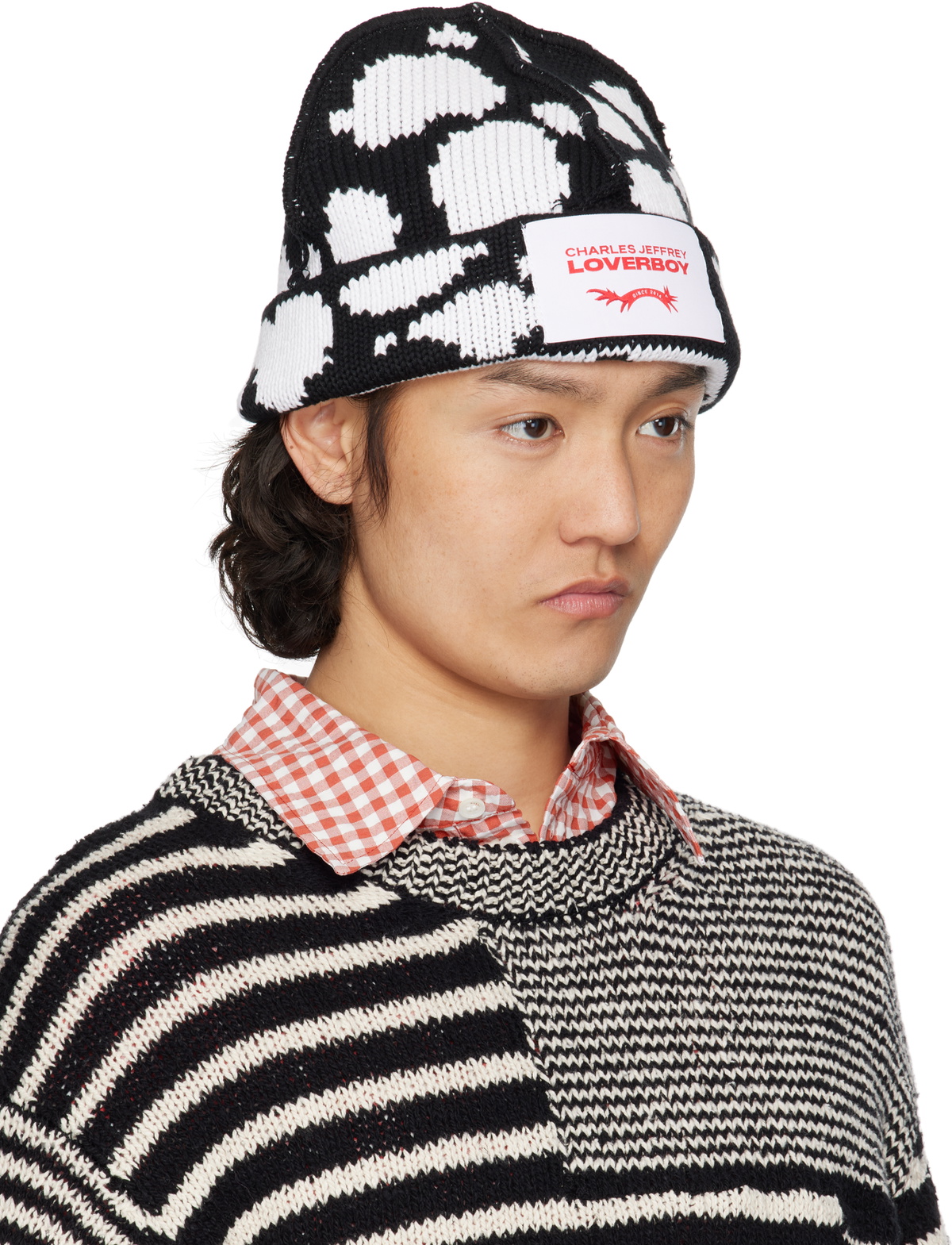 Charles Jeffrey LOVERBOY Black & White Loverboy Beanie Charles Jeffrey ...