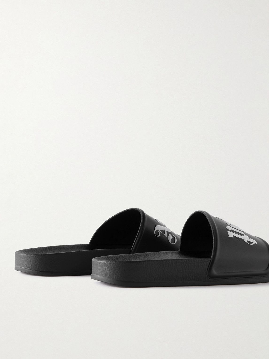 Palm Angels - Logo-Print Rubber Slides - Black Palm Angels