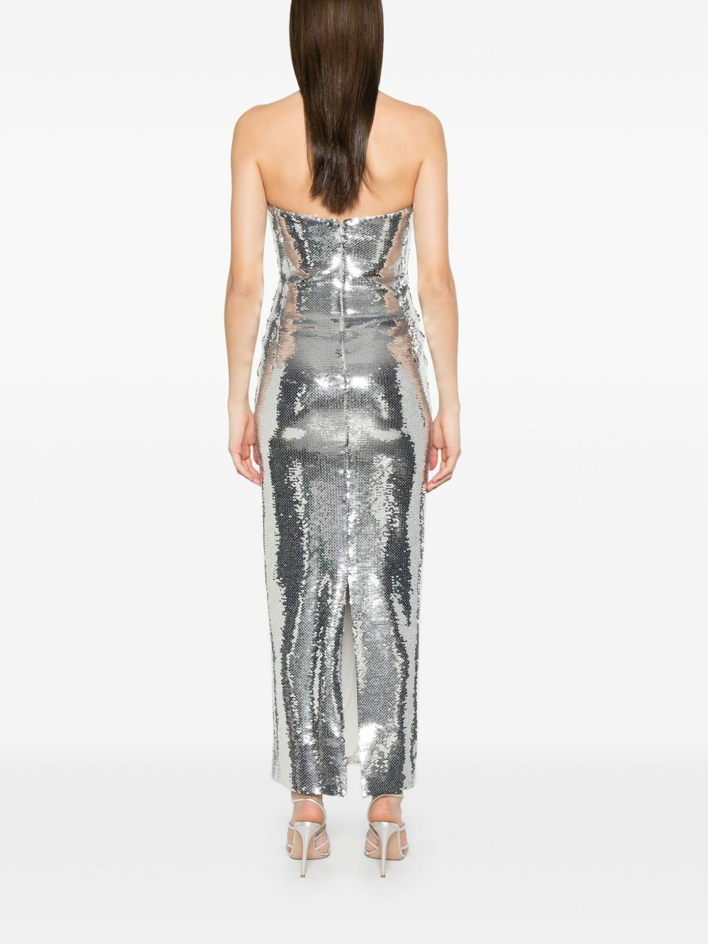 Mônot Silver Sequinned Gown Monot