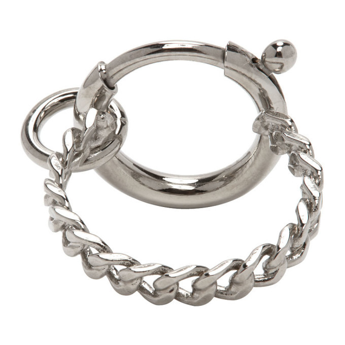 MM6 Maison Margiela Silver Clasp Curb Chain Ring MM6 Maison Margiela
