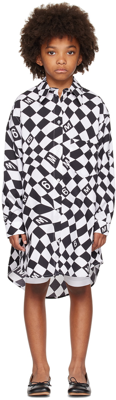 MM6 Maison Margiela Kids Black Check Dress MM6 Maison Margiela