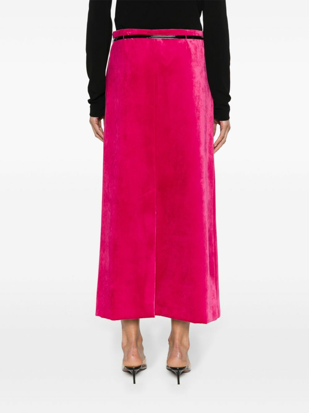 Gucci Pink Belted Velvet Skirt Gucci