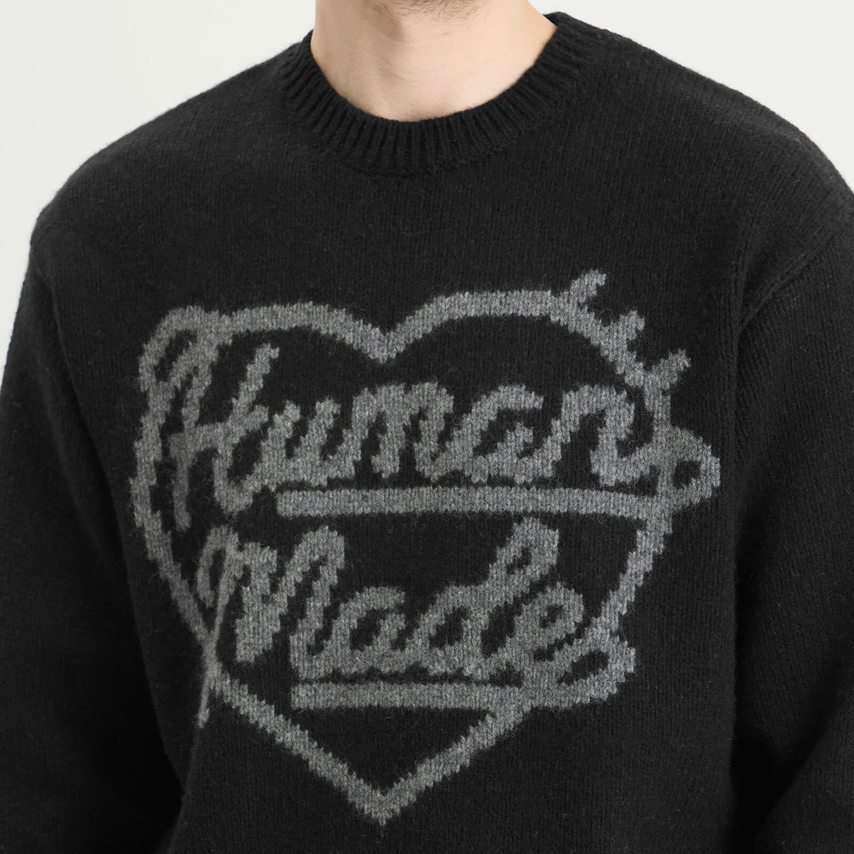 Human Made Men's Heart Knit Sweater in Black Human Made