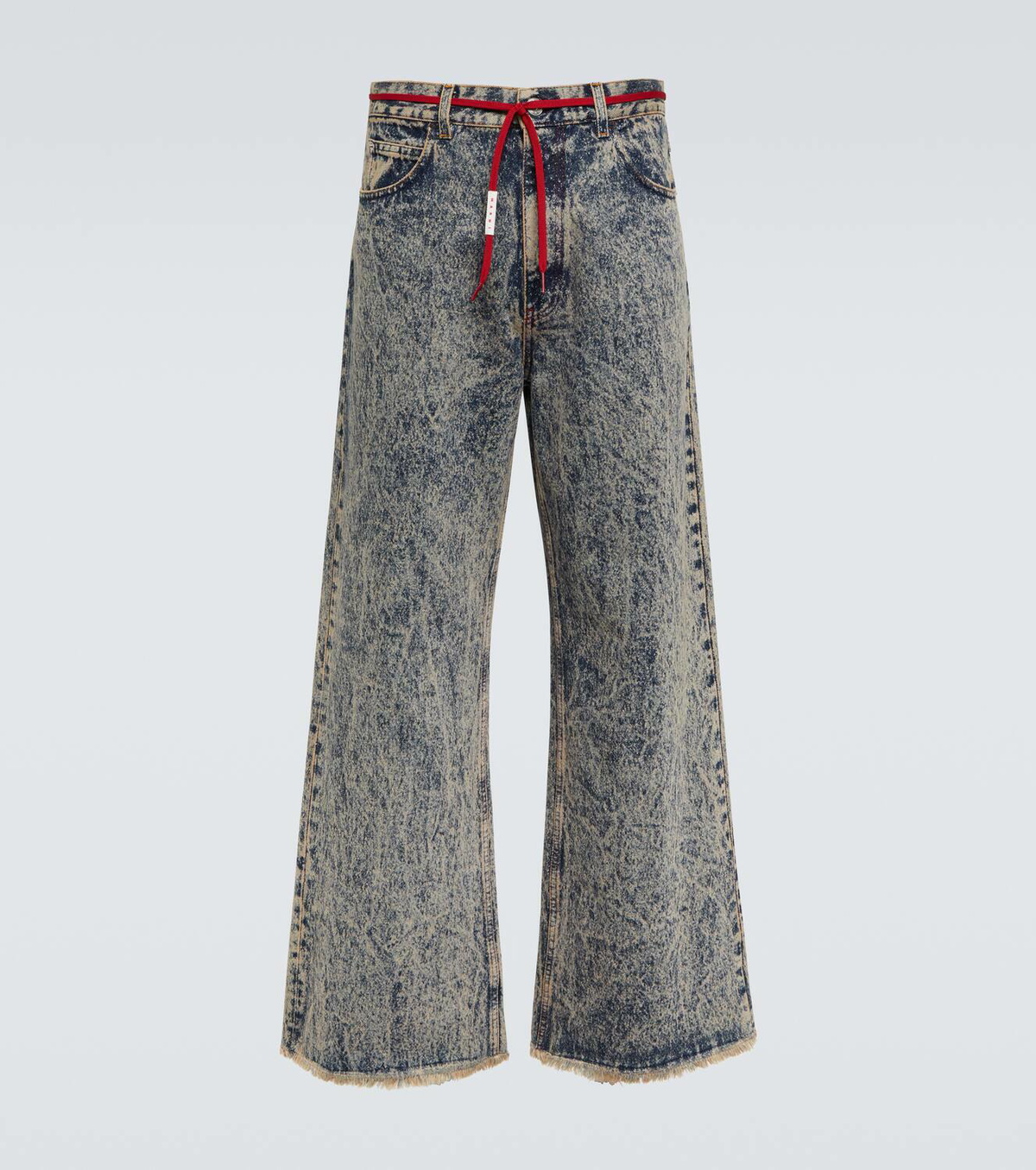 Marni Leather-trimmed wide jeans Marni