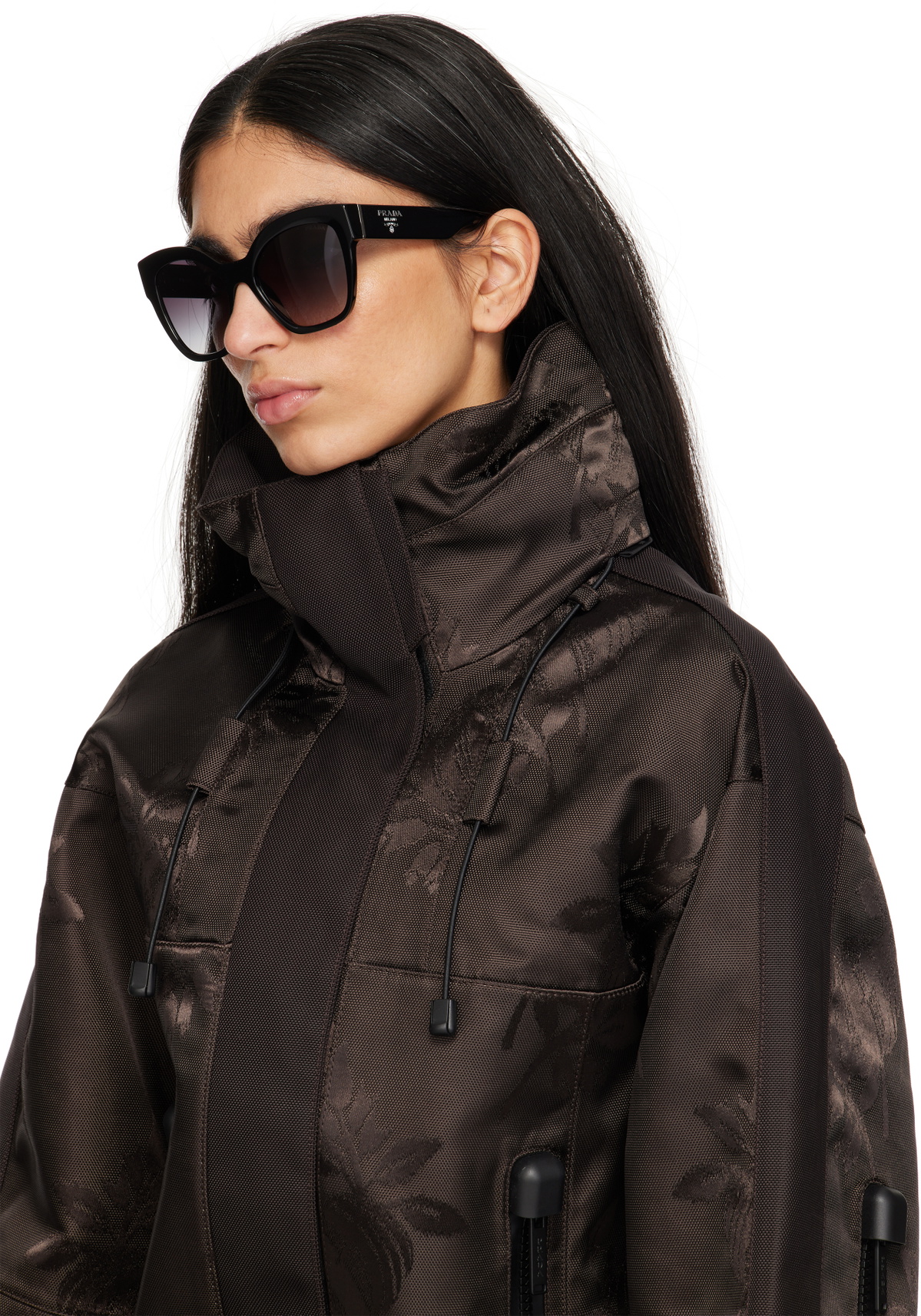 Prada Eyewear Black Oversized Square Cat Eye Sunglasses Prada