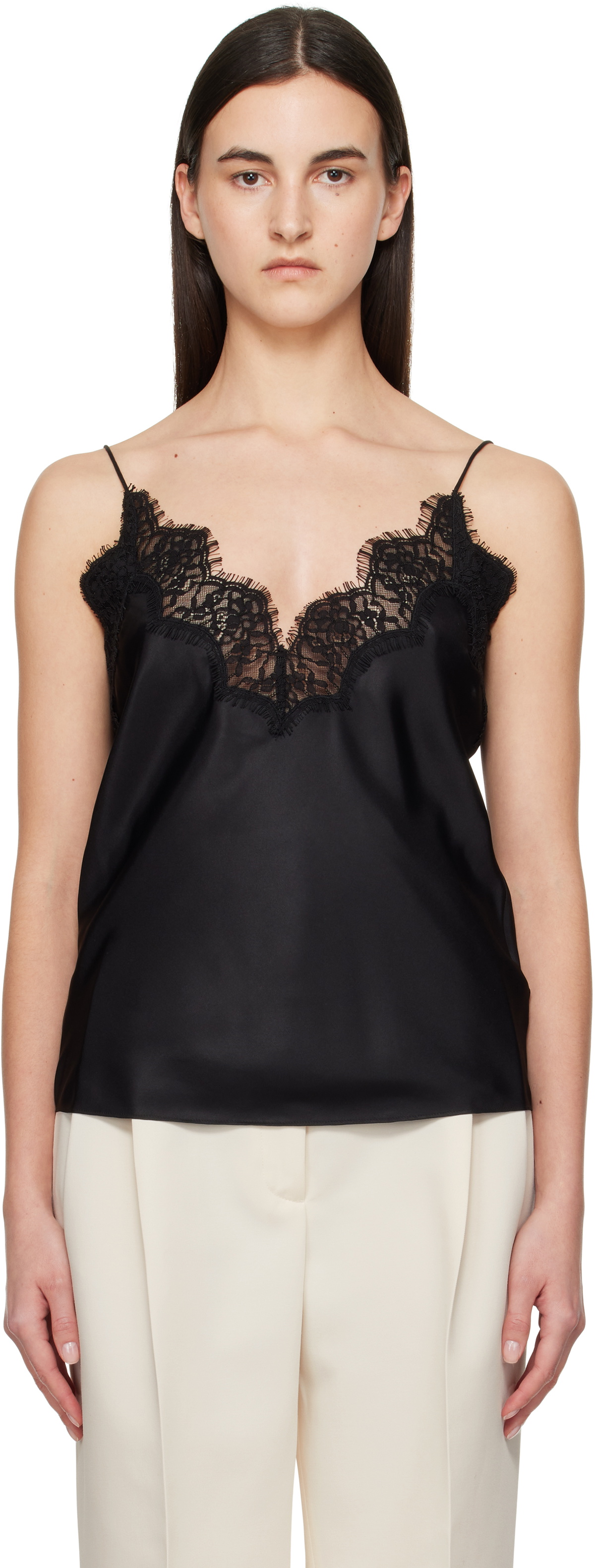 Róhe Black Silk Lace Camisole Róhe