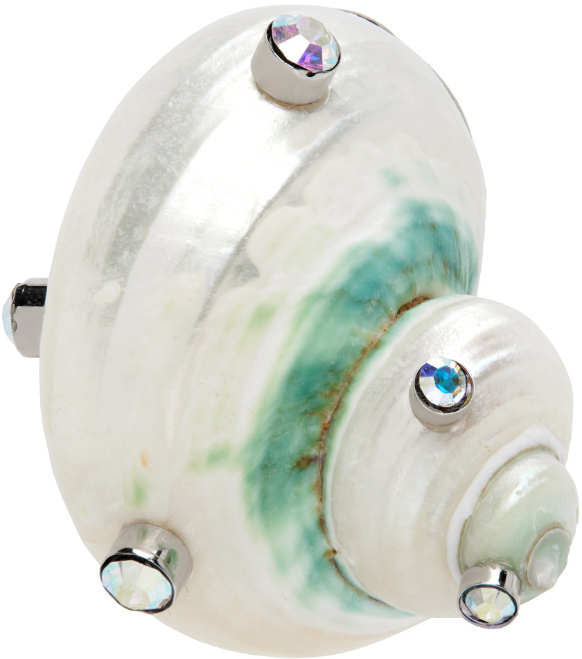 Acne Studios White Ahlada Shell Single Earring Acne Studios