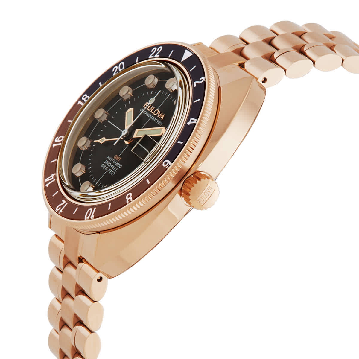 Bulova Oceanographer GMT Automatic Black Dial Mens Watch 97B215 Bulova