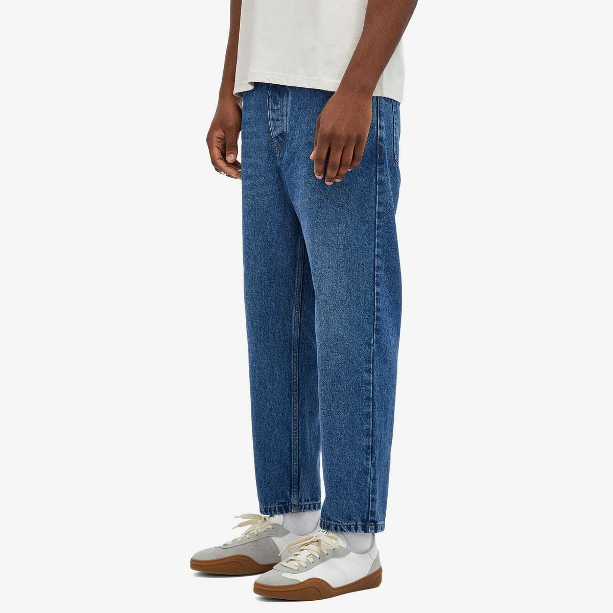 AMI Paris Men's Tapered Fit Denim Jeans in Blue AMI