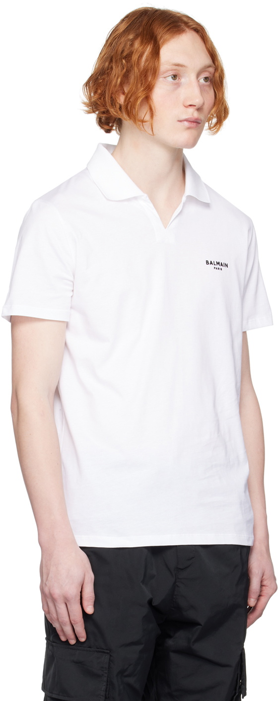 Balmain White Flocked Polo Balmain