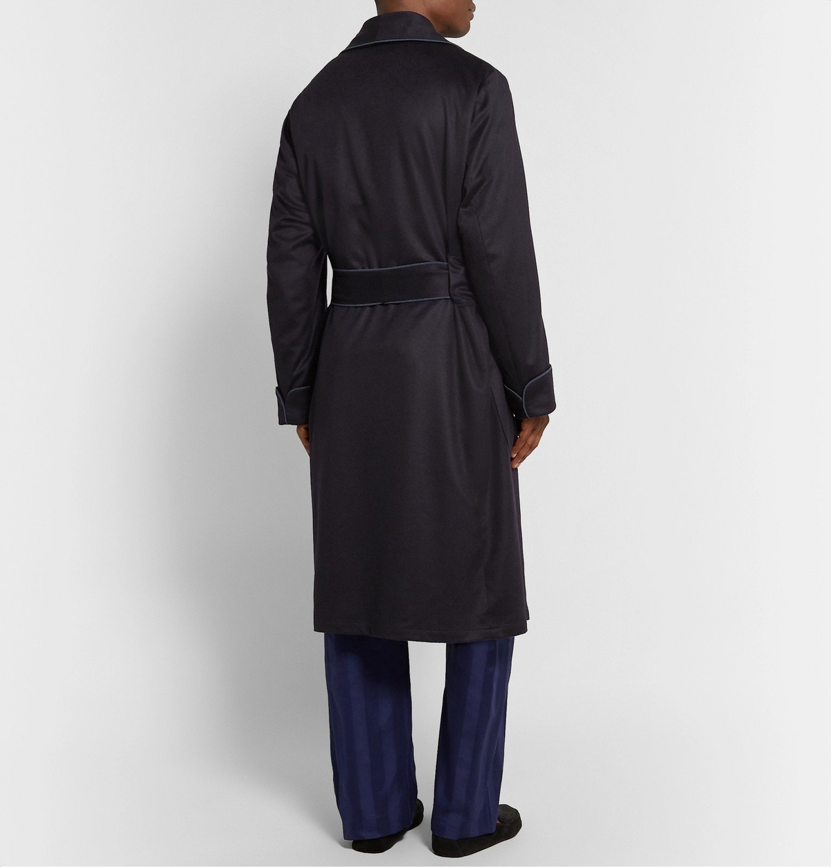 Paul Stuart - Piped Checked Silk Robe - Blue Paul Stuart