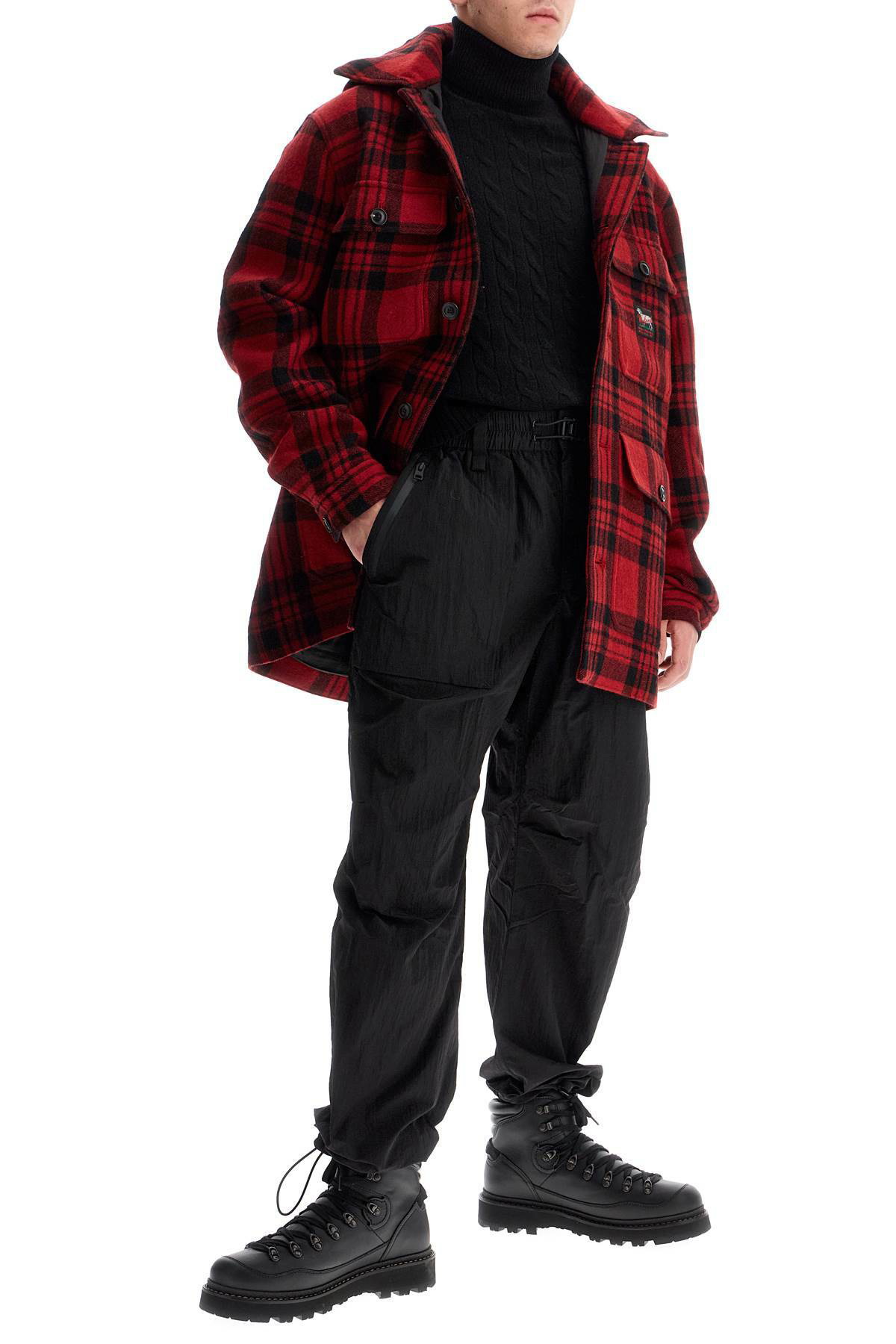 WOOLRICH plaid cruiser hooded jacket Red Woolrich