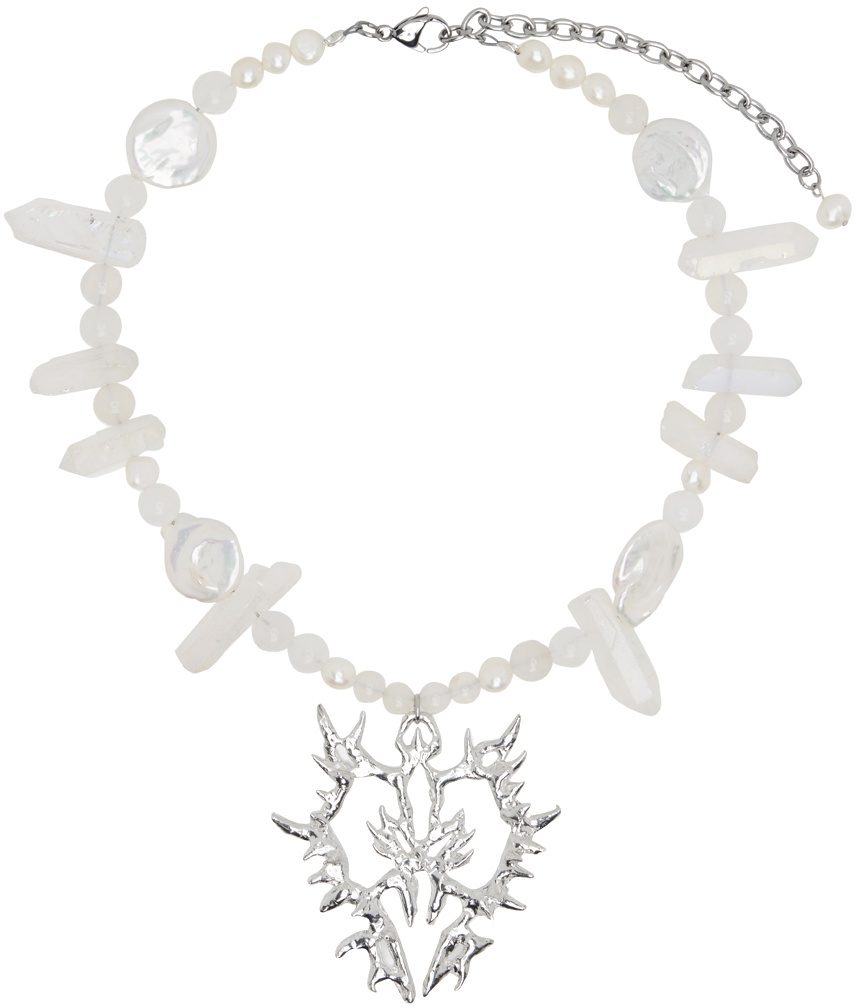 Harlot Hands SSENSE Exclusive White & Silver Beaded Necklace Harlot Hands