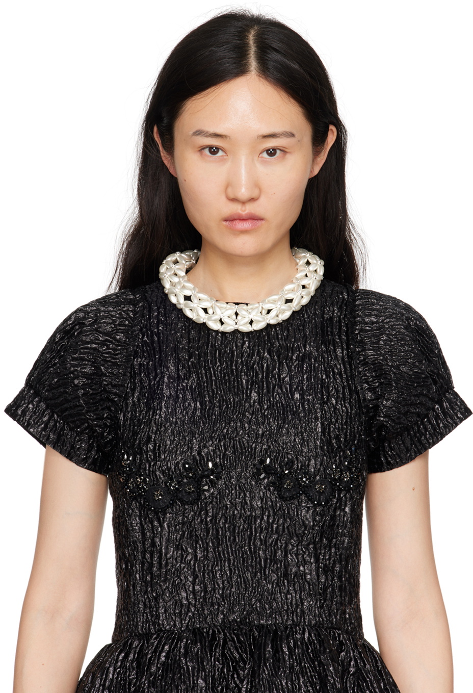 Simone Rocha White Rope Pearl Crystal Necklace Simone Rocha
