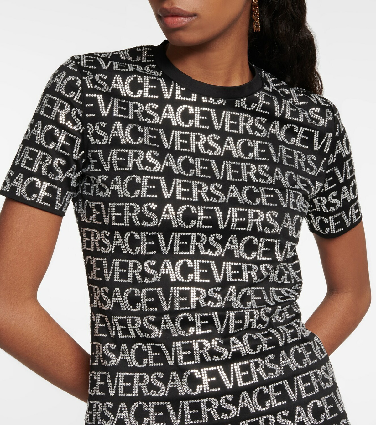 Versace - Crystal-embellished logo T-shirt Versace