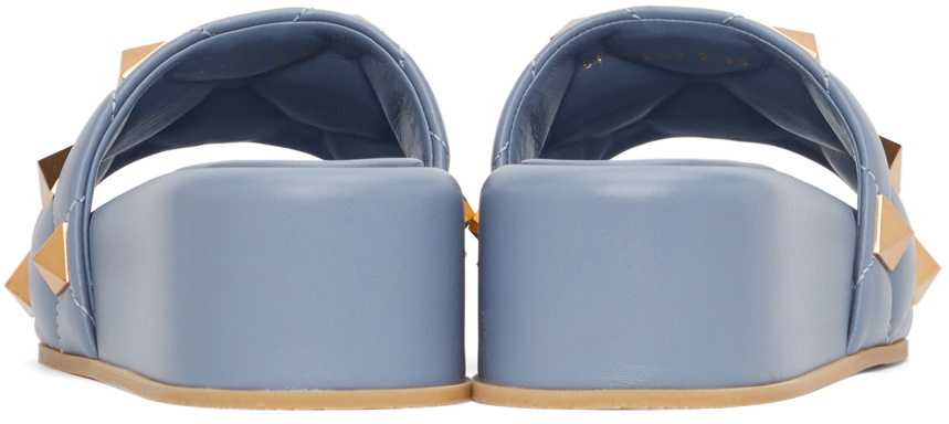 Valentino Garavani Blue Roman Stud Platform Slides Valentino Garavani