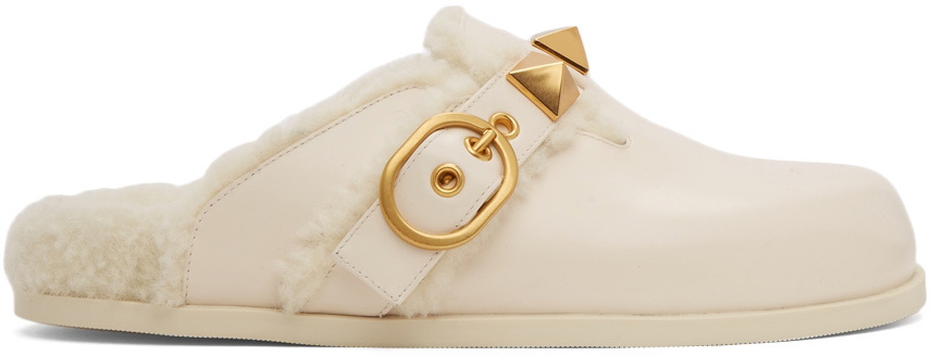 Valentino Garavani Off-White Roman Stud Mule Loafers Valentino Garavani