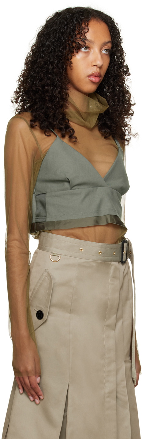 sacai Khaki Layered Turtleneck and Tank Top Set Sacai