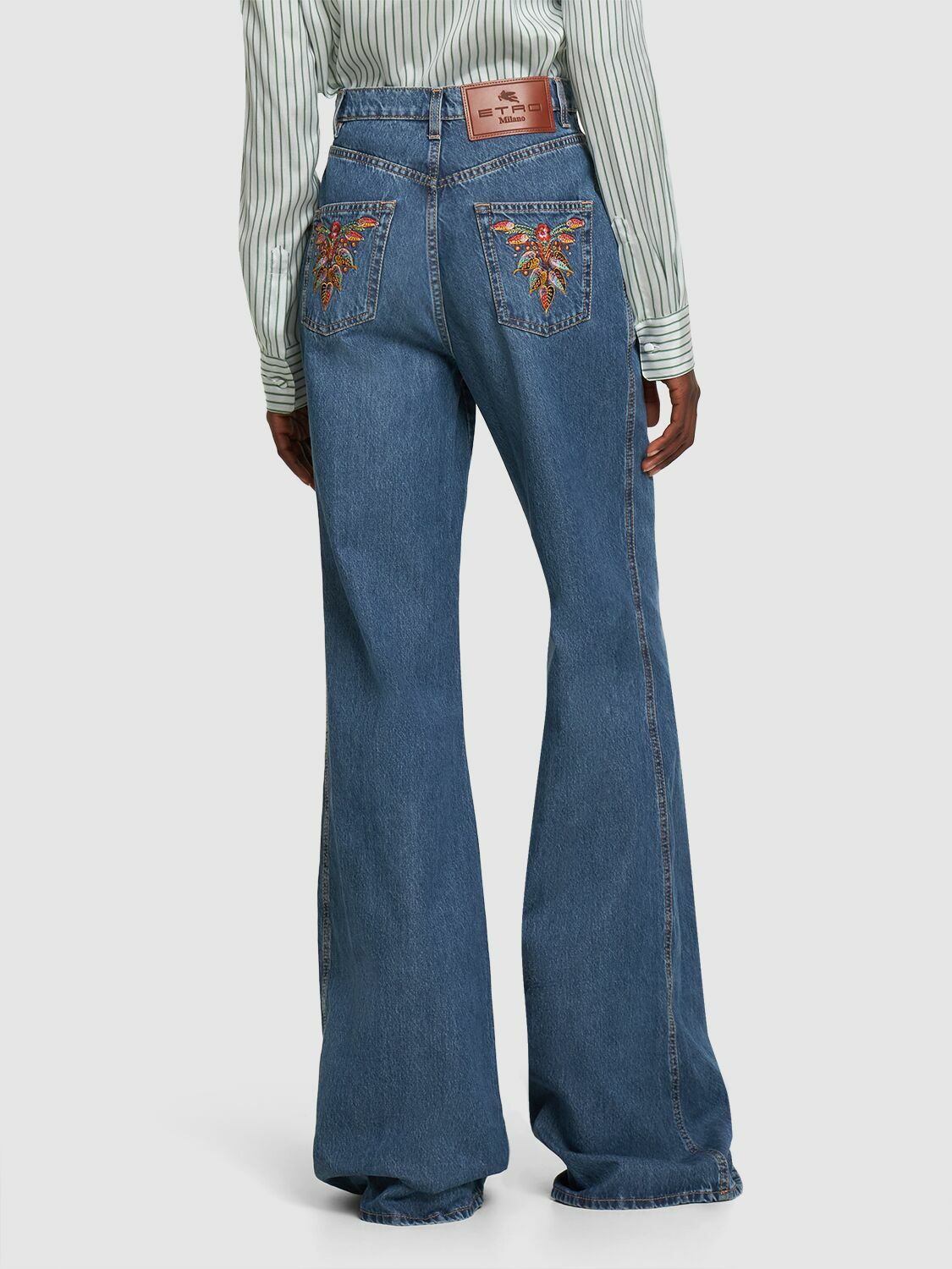 ETRO - Embroidered Denim Flared Jeans Etro