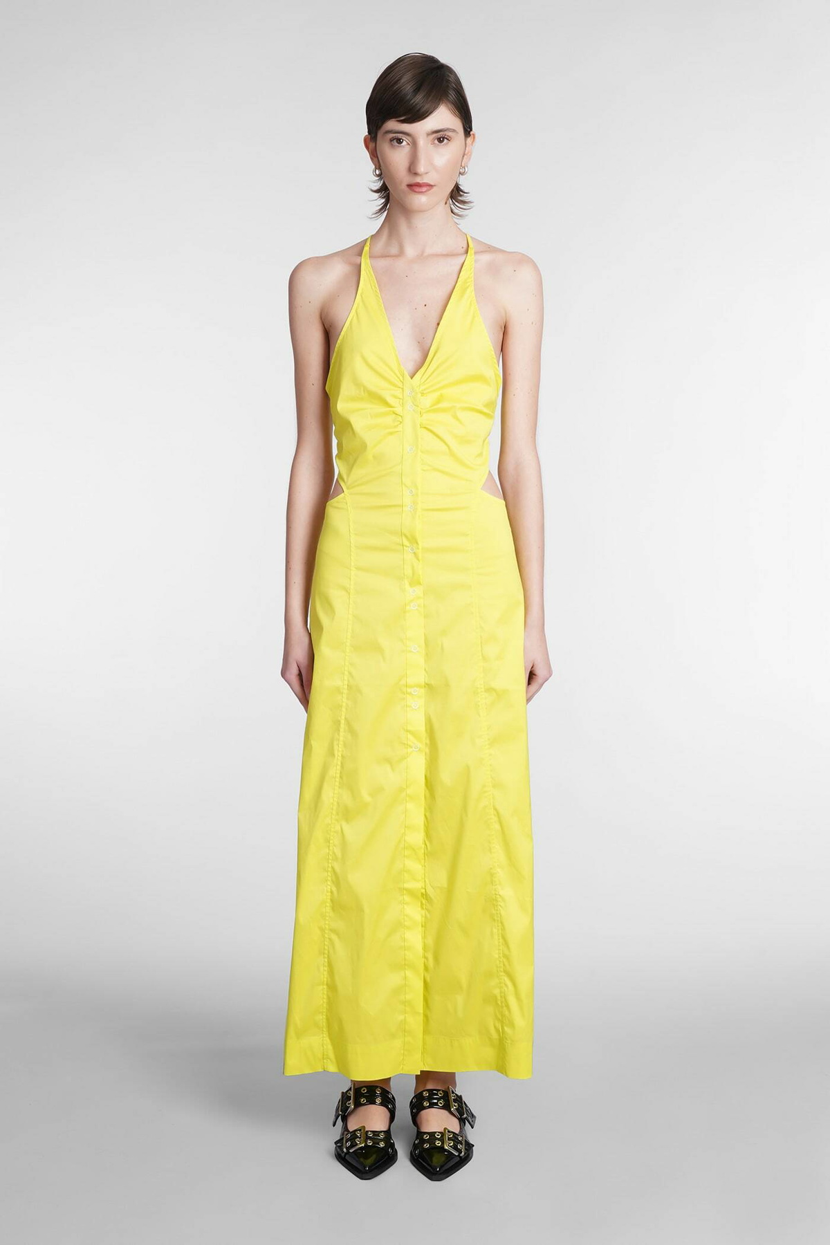 Ganni Dress In Yellow Cotton GANNI