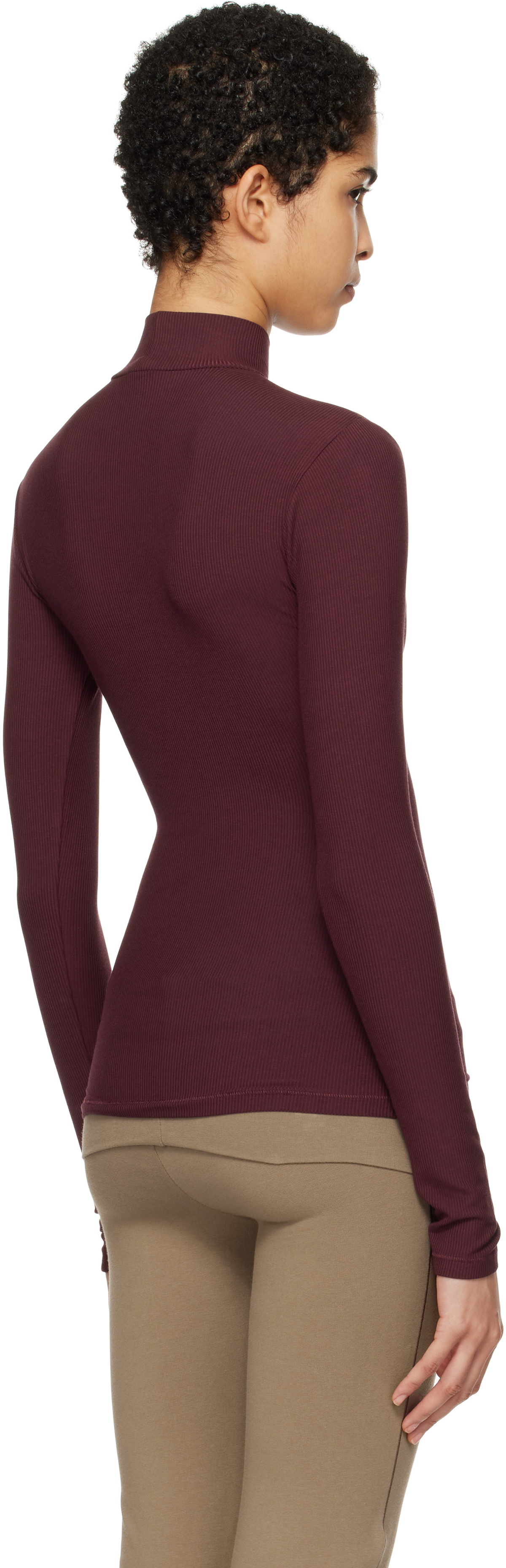 SKIMS Burgundy Soft Lounge Mock Neck Long Sleeve Top SKIMS
