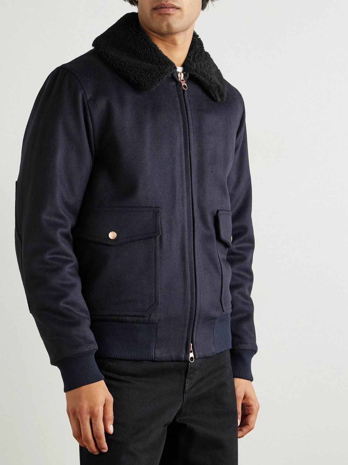 Private White V.C. - The Flight Jacket 3.0 Shearling-Trimmed Wool ...