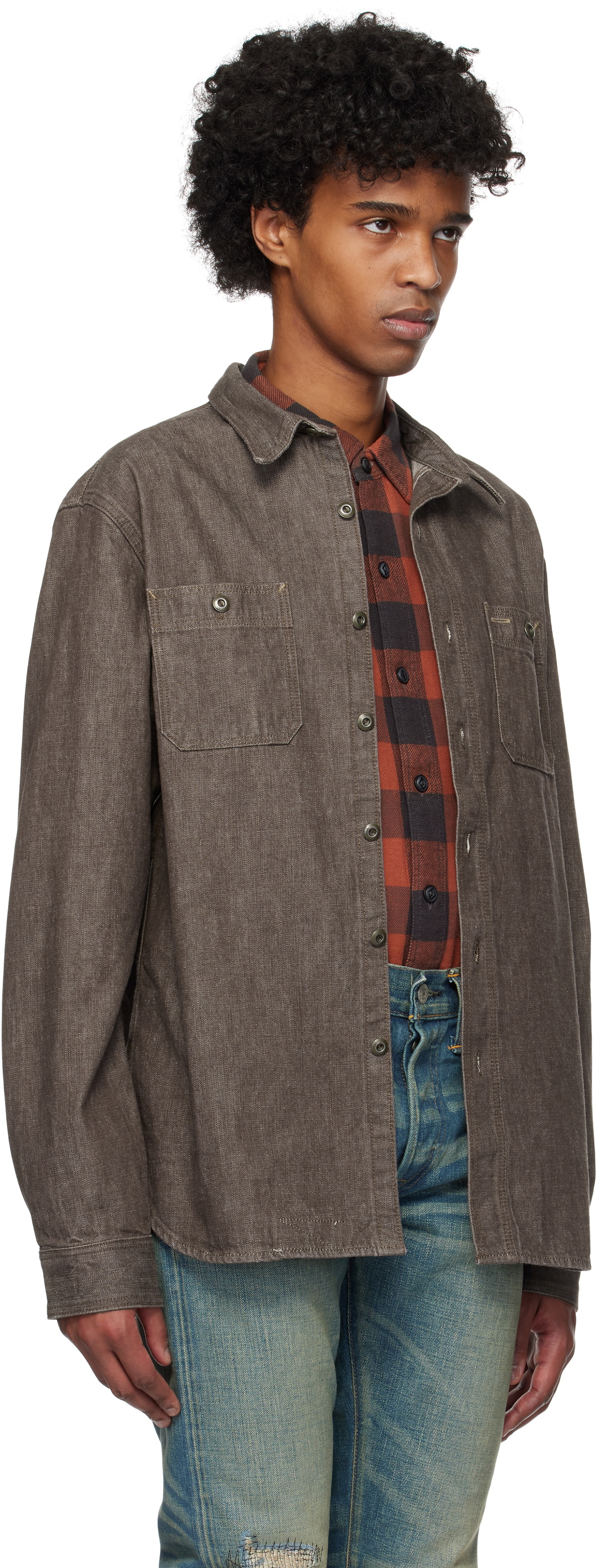 RRL Brown Work Denim Shirt RRL