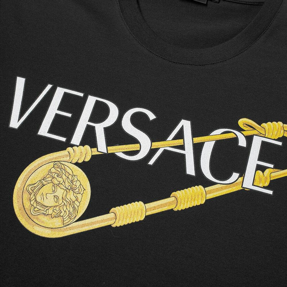 Versace Men's Safety Pin Logo T-Shirt in Black/White Versace