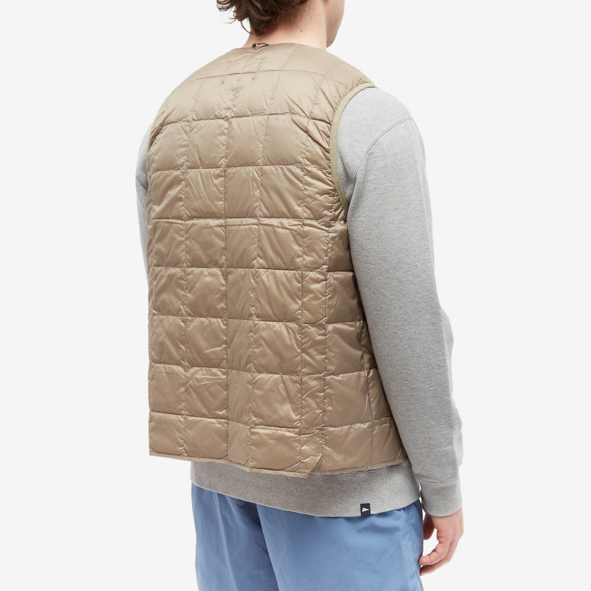 Taion Men's V-Neck Down Vest in Khaki Taion Extra